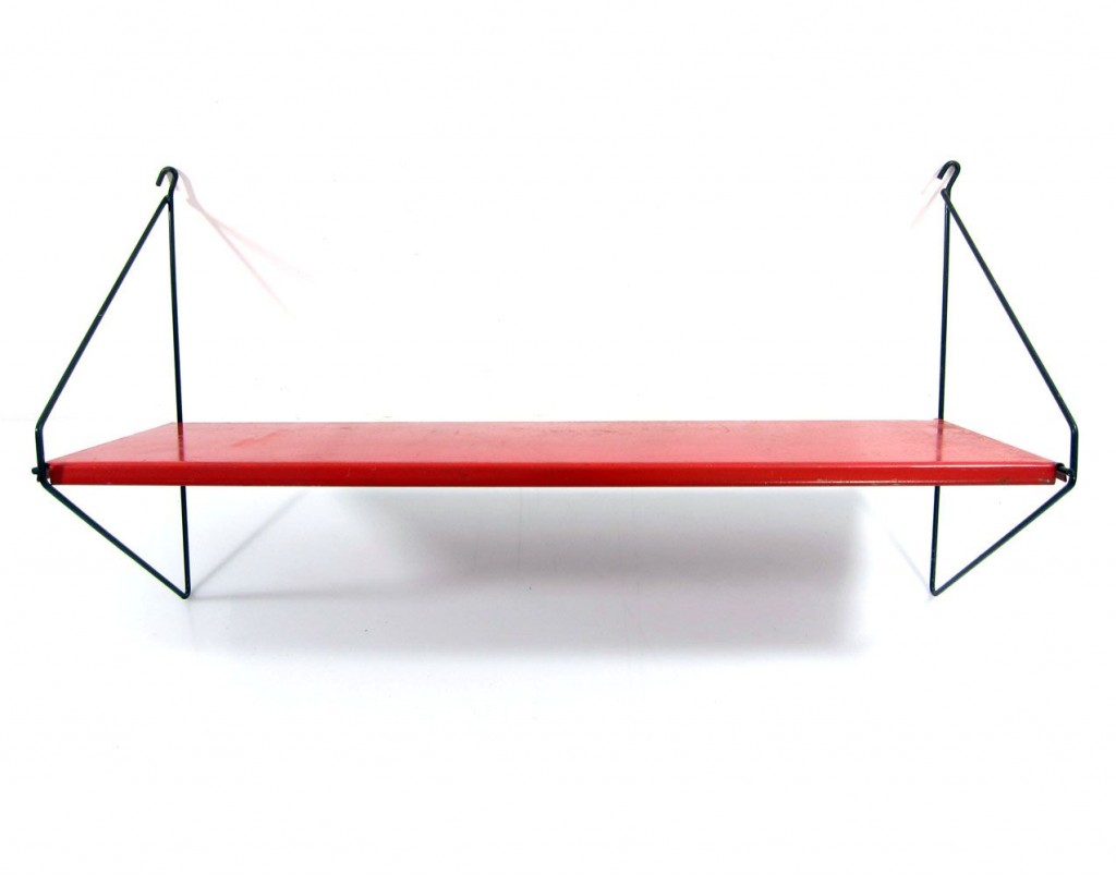 Red Mategot style perforated sixties shelf