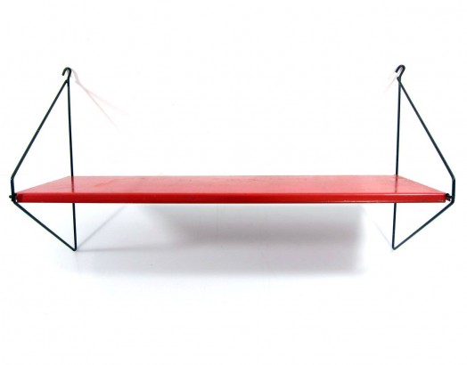 Red Mategot style perforated sixties shelf