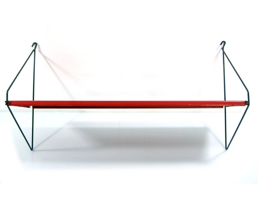 Red Mategot style perforated sixties shelf