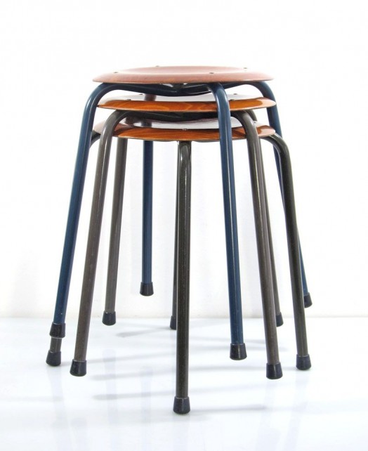 Sixties plywood stackable vintage stools